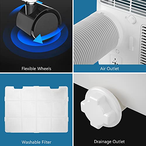COSTWAY 1,2000 BTU Portable Air Conditioner, Cooling for space up to 450 sq. ft with 3 Modes, Multifunctional Air Cooler with Remote Control and Washable Filter, 3 Fan Speeds & Sleep Mode, Suitable for Bedroom Kitchen