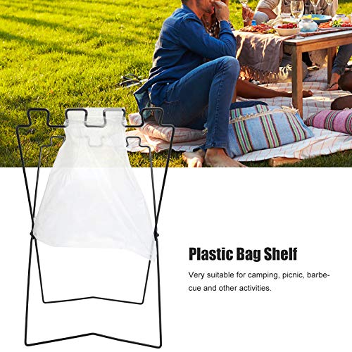 Jiawu Trash Bag Holder, Portable Iron Wire Trash Rack, Holds 13 Gallon Bags, Plastic Bag Frame Shelf, Foldable Garden Leaves Bag Stand, Trash Bag Bracket for Camping, Picnic BBQ and Parties