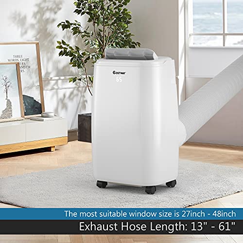 COSTWAY 1,2000 BTU Portable Air Conditioner, Cooling for space up to 450 sq. ft with 3 Modes, Multifunctional Air Cooler with Remote Control and Washable Filter, 3 Fan Speeds & Sleep Mode, Suitable for Bedroom Kitchen