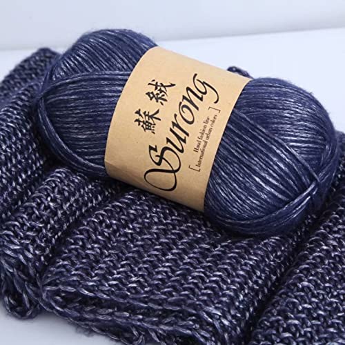 Crochet Yarn, 1 Roll 100g Crochet Yarn Strong Warmth Multiple Colour Hand Knitting Thick Wool Thread Cotton Yarn for Gift (Navy Blue)