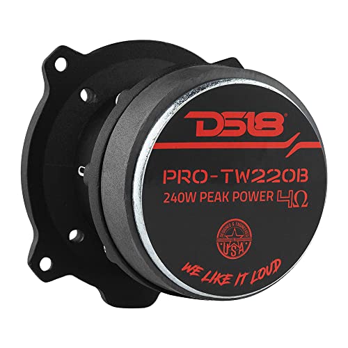 DS18 PRO-TW220B 3β PRO Aluminum Super Bullet Tweeter - 240 Watts Max 120 Watts RMS with Built in Crossover - Extremely high 104 dB Rating - 2 Speakers