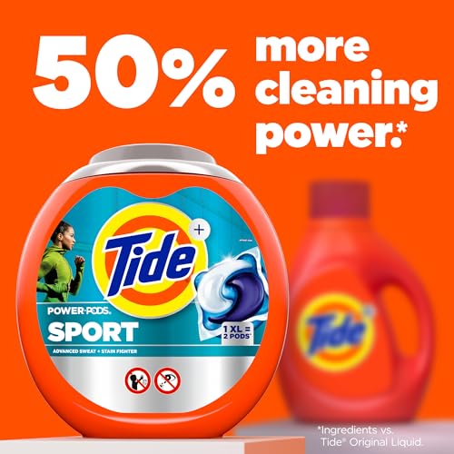 Tide Power Pods Laundry Detergent Pacs with Febreze Sport, 45 Count, Febreze Freshness with Sport Odor Defense