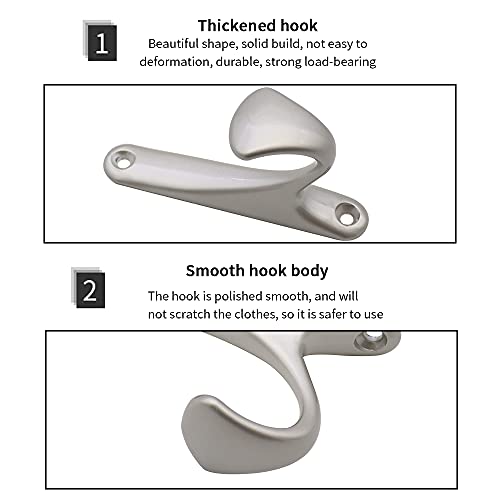 Wall Hooks 4pack Towel Hooks Zinc Alloy Integrated Single Hook Rust-Resistant/Corrosion Resistant/Long Using Life(Silver)