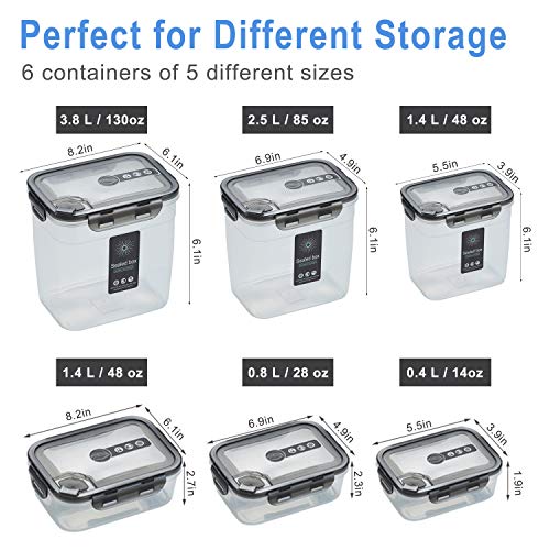TINGFENG Cereal Containers Storage Set Airtight Food Storage Containers With Lids Flour And Sugar Containers(6 Pack)