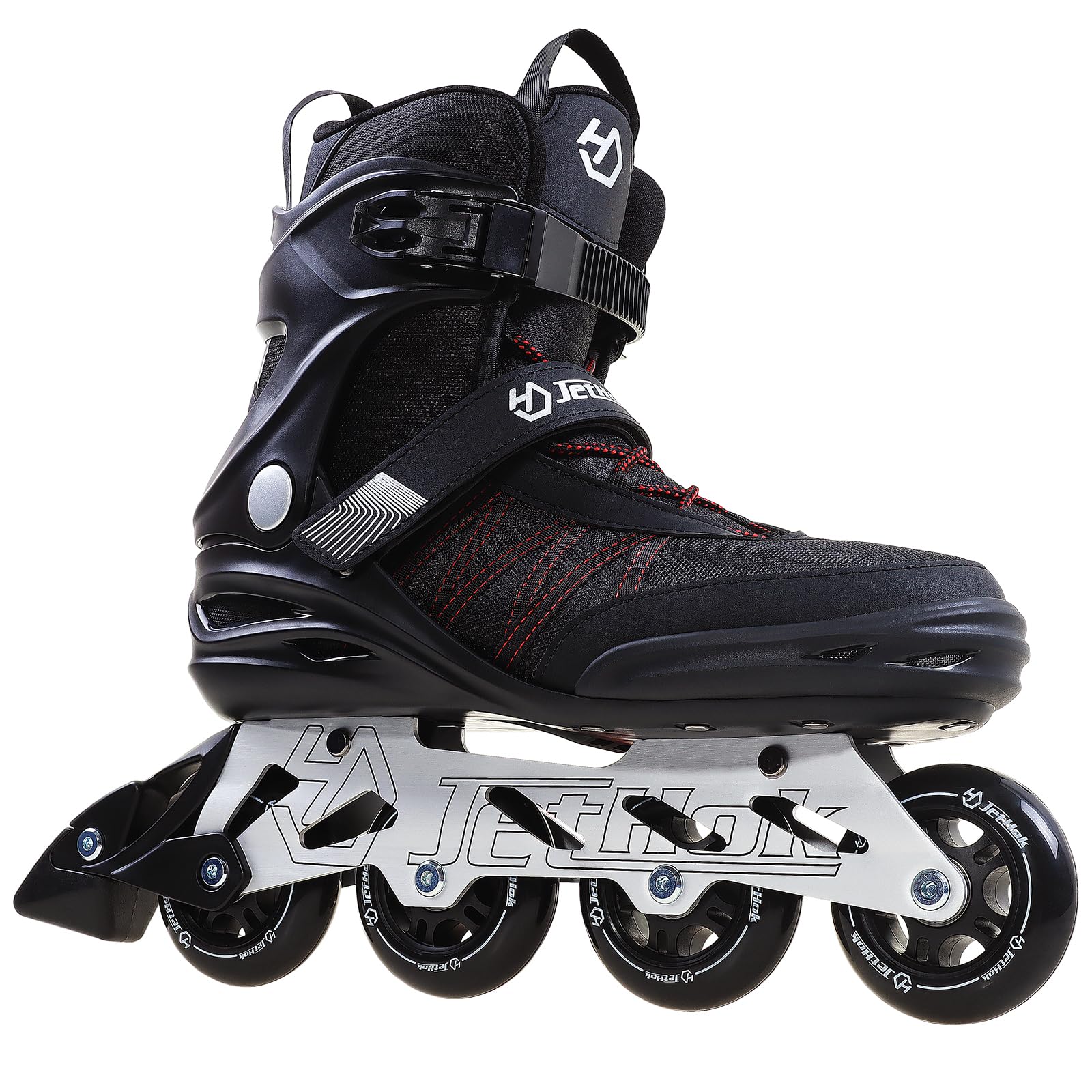 JetHok Inline Skates Advantage Women’s and Men's Adult Fitness Inlineskate, Professional Aluminum Holder Outdoor (Black and Red, Size 10)