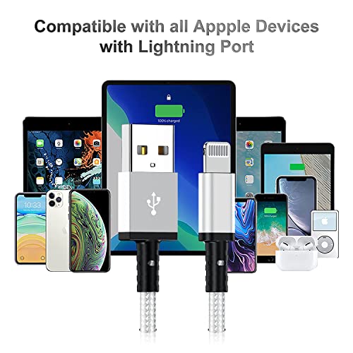 4 Pack 6ft iPhone Charger Cable, [Apple MFi Certified] Long USB A Lightning to Cable 6 Feet, 6 Foot Nylon Fast Apple Charging Cable Cord for Apple iPhone 12/11 Pro/11/XS MAX/XR/8/7/6s/6/5S/SE iPad