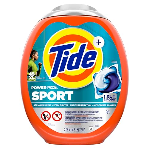 Tide Power Pods Laundry Detergent Pacs with Febreze Sport, 45 Count, Febreze Freshness with Sport Odor Defense