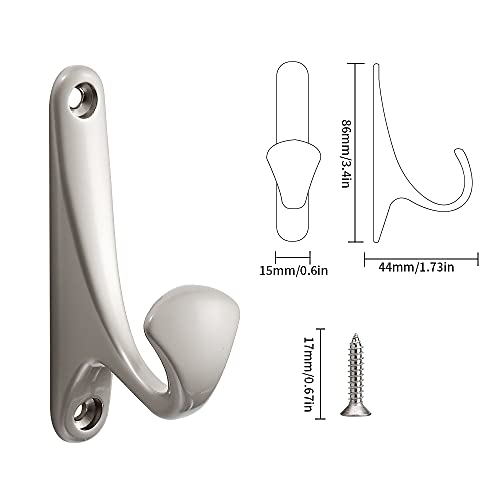 Wall Hooks 4pack Towel Hooks Zinc Alloy Integrated Single Hook Rust-Resistant/Corrosion Resistant/Long Using Life(Silver)