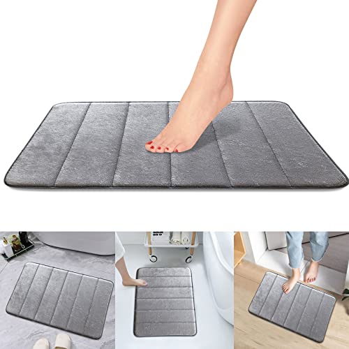 Memory Foam Bath Mats, Bathroom Rugs Memory Foam, Super Absorbent Soft Bath Mat Rug, Non Slip Waterproof Quick Dry Washable Burgundy Bathroom Mat Rug, Tapete para Baño, Alfombra De Baño, 17" x 24"