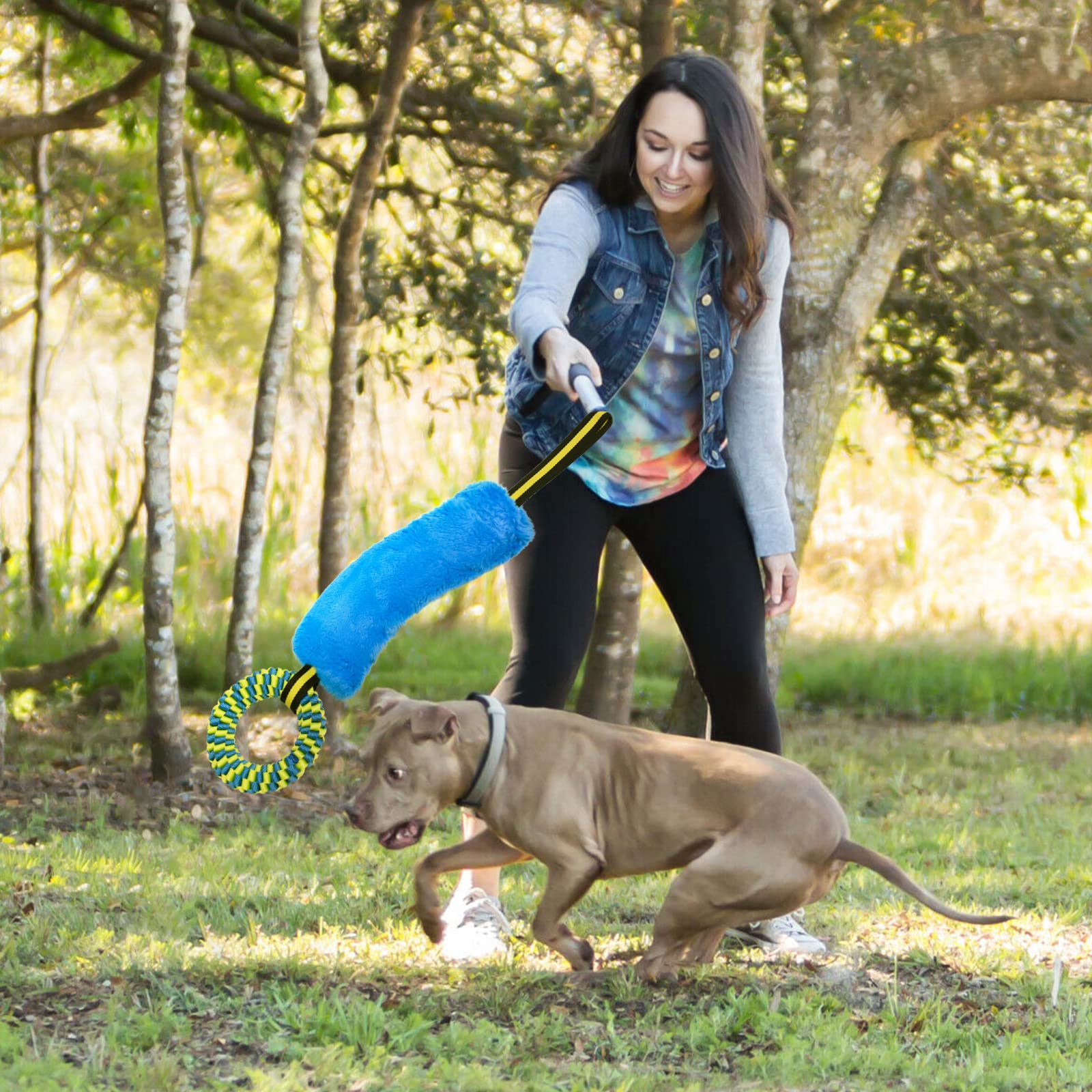 ELEGX Interactive Dog Bungee Toy with Squeaky Sound, Ideal for Aggressive Chewers & Dog Teeth Cleaning, Suitable for Small to Large Breeds