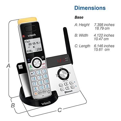 VTech IS8121-3 Super Long Range up to 2300 Feet DECT 6.0 Bluetooth 3 Handset Cordless Phone for Home with Answering Machine, Call Blocking, Connect to Cell, Intercom and Expandable to 5 Handsets