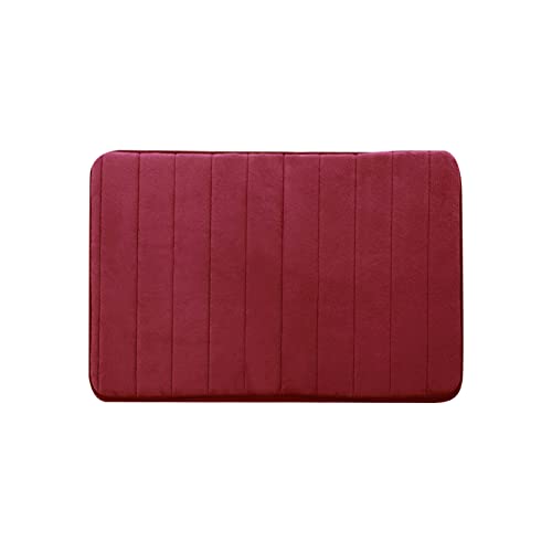 Memory Foam Bath Mats, Bathroom Rugs Memory Foam, Super Absorbent Soft Bath Mat Rug, Non Slip Waterproof Quick Dry Washable Burgundy Bathroom Mat Rug, Tapete para Baño, Alfombra De Baño, 17" x 24"