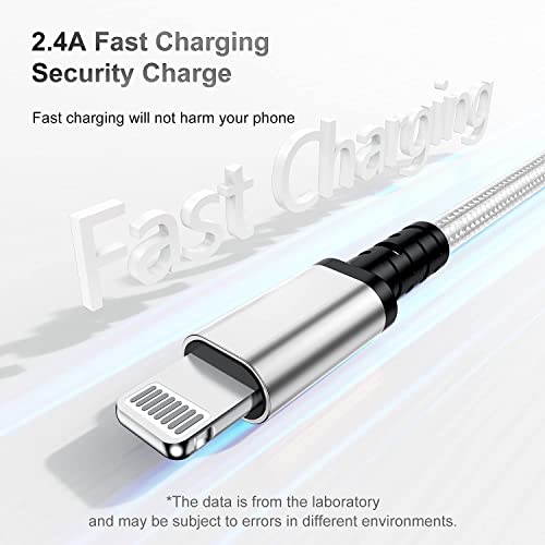 4 Pack 6ft iPhone Charger Cable, [Apple MFi Certified] Long USB A Lightning to Cable 6 Feet, 6 Foot Nylon Fast Apple Charging Cable Cord for Apple iPhone 12/11 Pro/11/XS MAX/XR/8/7/6s/6/5S/SE iPad