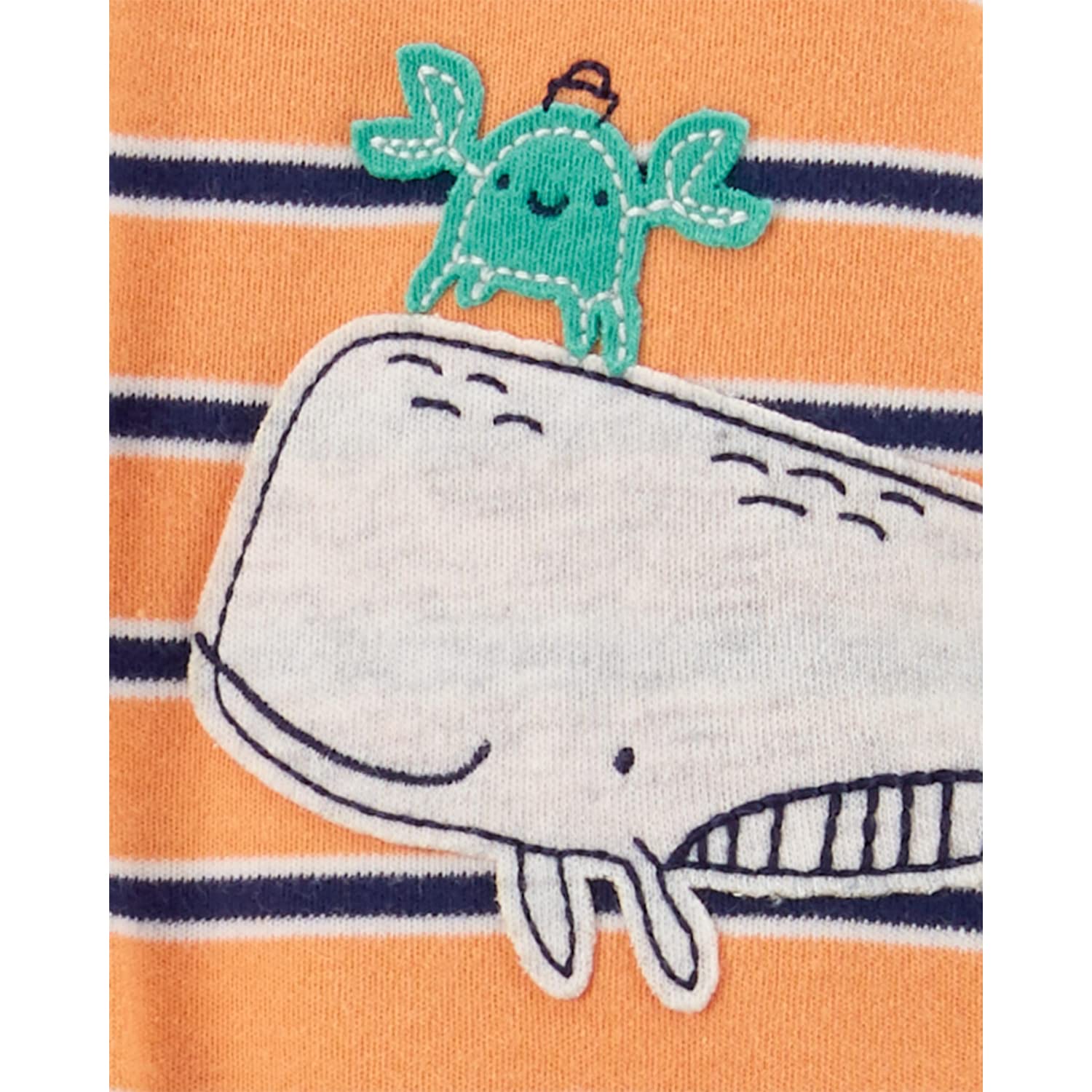 Carter's Baby Boys' 1 Piece Cotton Footed Sleepers (6 Months, Orange Whale/Stripes)