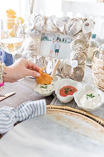 Mud Pie, White, 10.25" x 5.5" Oyster Shaped Triple Dip and Serving Set