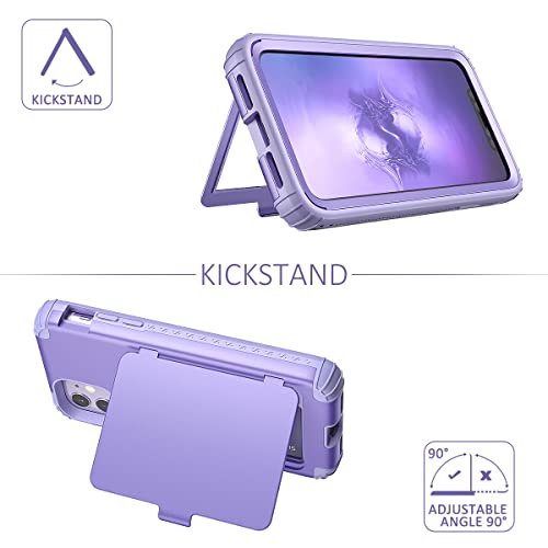 WeLoveCase iPhone 11 Wallet Case for Women Defender Credit Card Holder Cover with Hidden Mirror Three Layer Shockproof Heavy Duty Protection All-Round Protective Case for iPhone 11 Light Purple