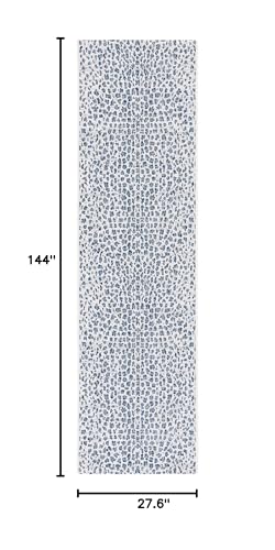 SAFAVIEH Courtyard Collection Runner Rug - 2'3" x 12', Ivory & Navy, Non-Shedding & Easy Care, Indoor/Outdoor & Washable-Ideal for Patio, Backyard, Mudroom (CY8505-53412)