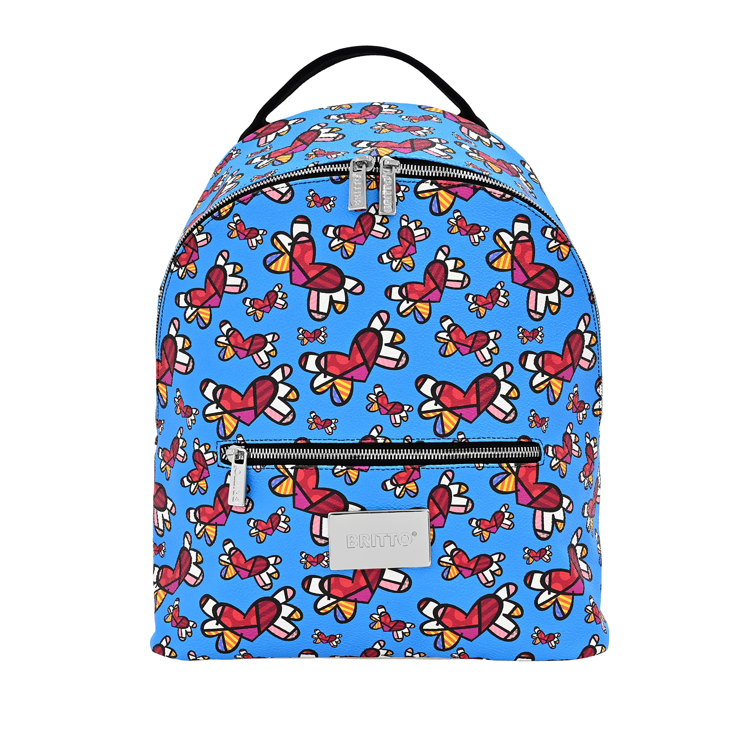 BRITTO Romero Vegan Leather Small Backpack, Flying Hearts
