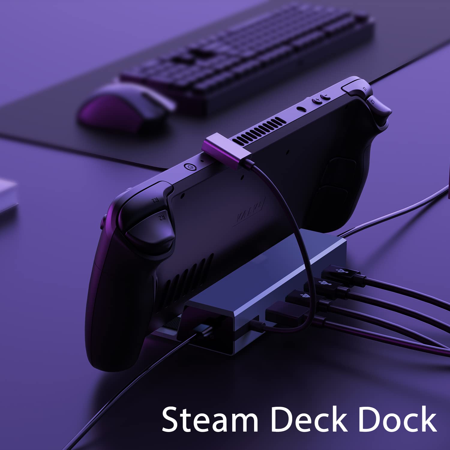 Docking Station for ASUS ROG Ally & Steam Deck, 6 in 1 Steam Deck Dock Stand -HDMI 2.0 4k@60Hz Gigabit Ethernet 3 USB 3.0 Port and USB-C PD Port