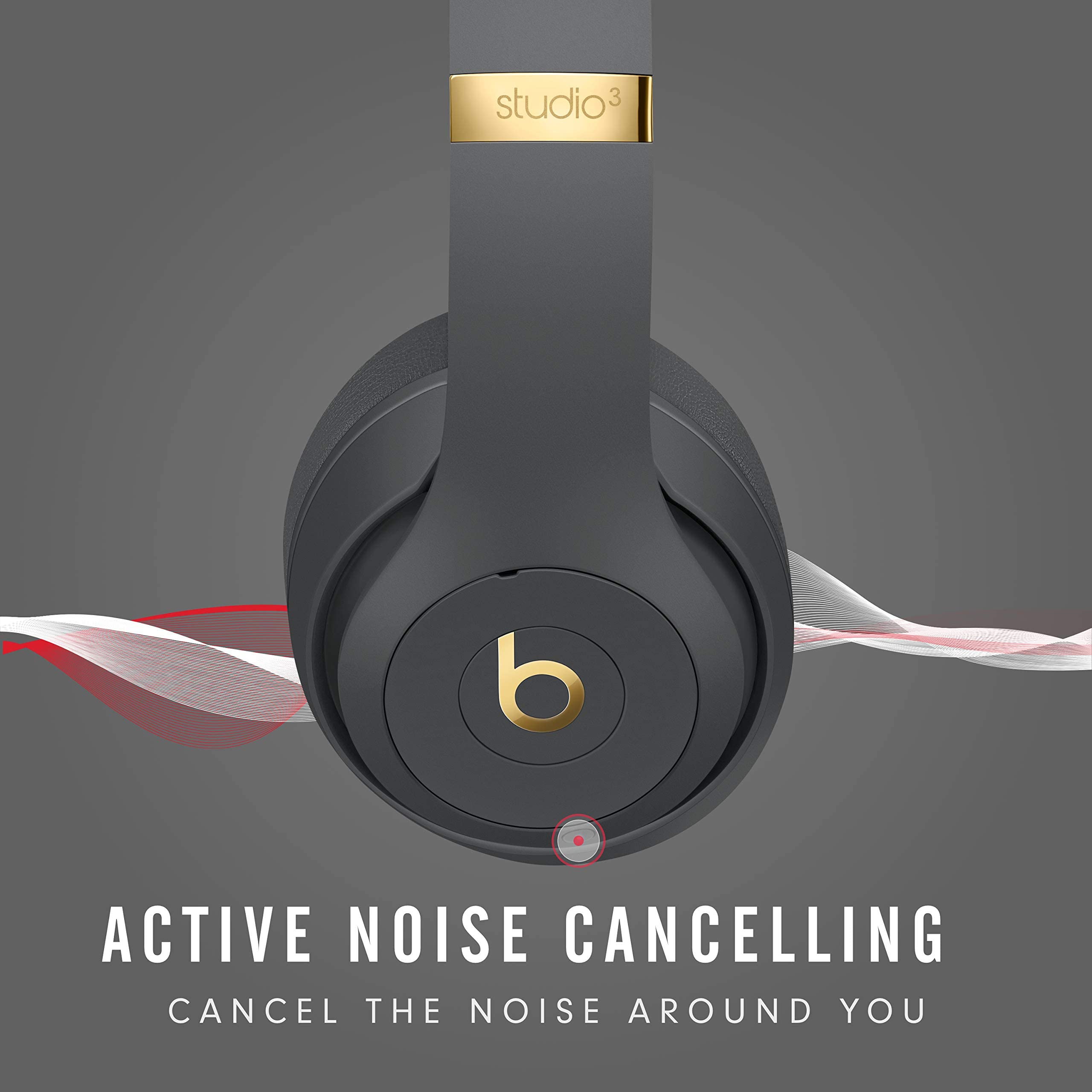 Beat Studio3 Wireless Noise Cancelling Over-Ear Headphones - W1 Headphone Chip, Class 1 Bluetooth, Active Noise Cancelling, 22 Hours of Listening Time (Shadow Gray)