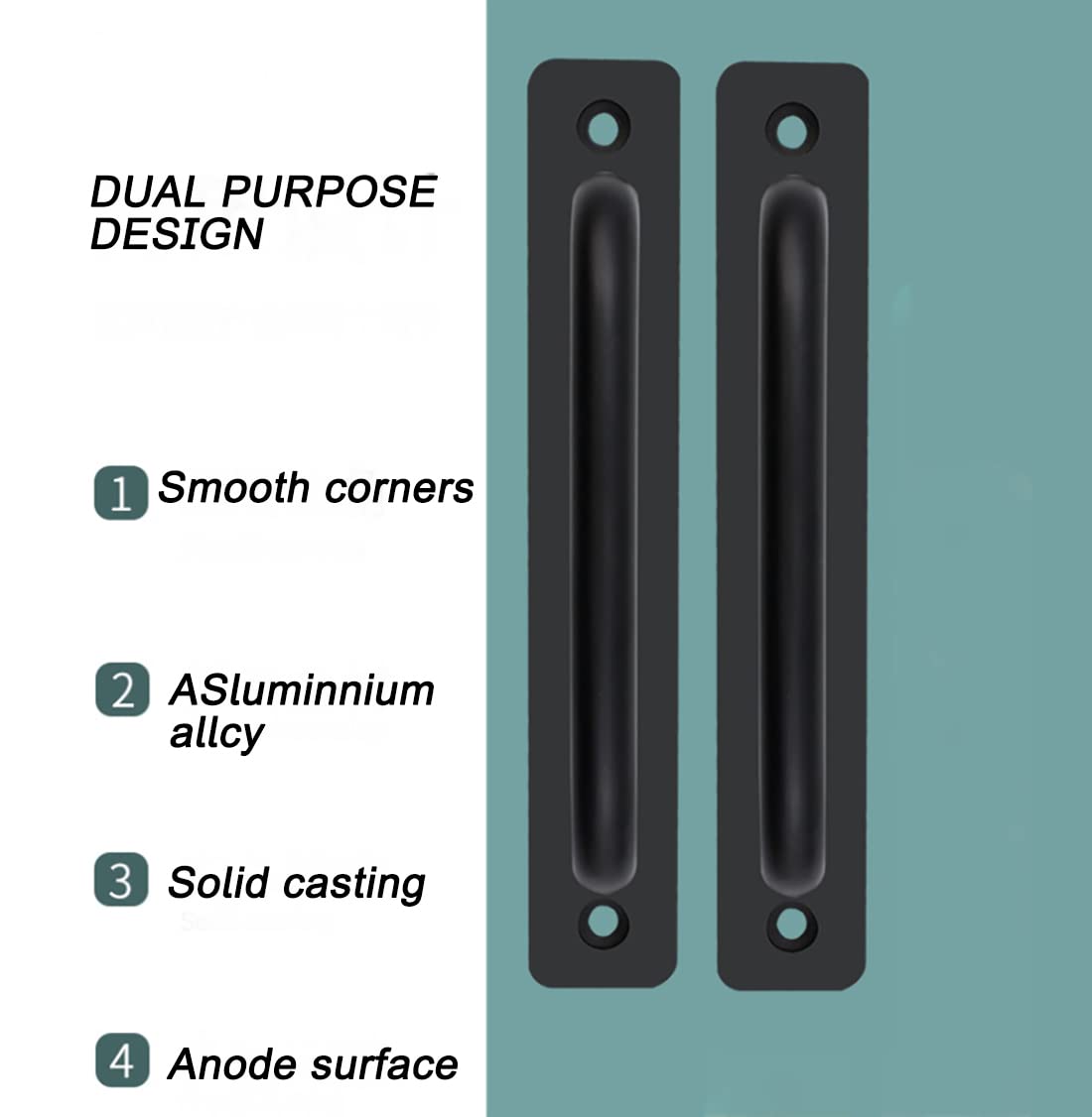 Self-Stick Instant Cabinet Drawer Handles Pulls - 2pcs Aluminum Alloy Drawer Push Pull Handles Helper with Adhesive Door Handle for Kitchen Cabinet Drawer Window Sliding Closet (180MM-2PCS, BLACK)