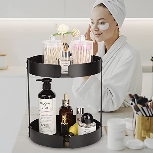 2 Tier Bathroom Counter Organizer, Stainless Steel Sink Storage Shelf, Waterproof and Rustproof, Premium Countertop Rack with Non-Slip Mat for Perfume, Makeup, Coffee