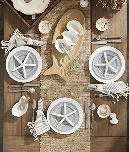 Mud Pie, White, 10.25" x 5.5" Oyster Shaped Triple Dip and Serving Set
