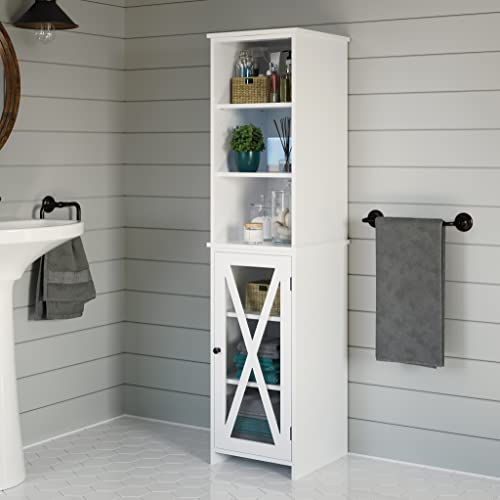 Sauder Cottage Road Linen Tower, L: 14.76" x W: 15.35" x H: 60.63", White Finish