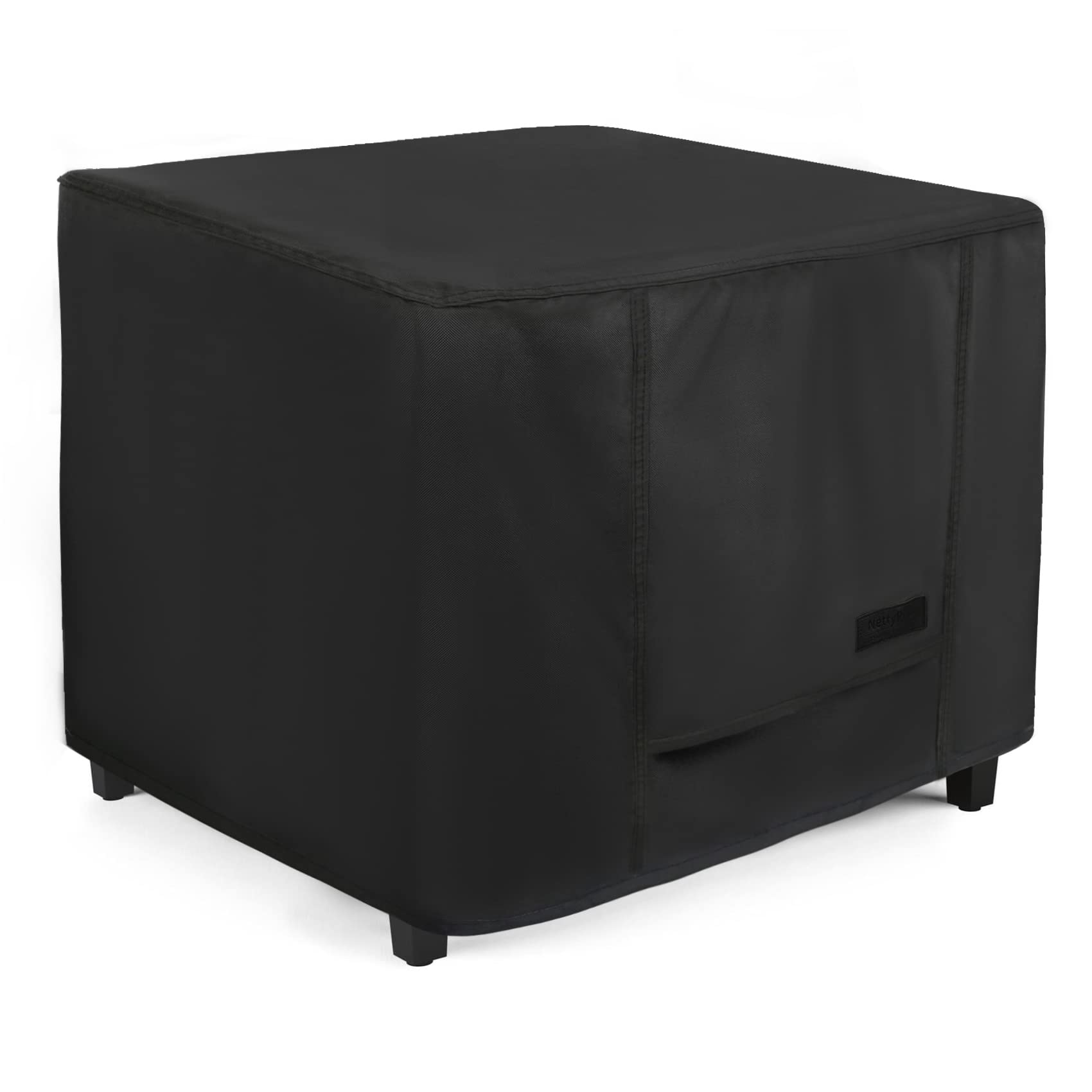 NettyPro Outdoor Patio Ottoman Cover, Waterproof Square Side Table Cover, 28L x 28W x 20H inch, Black