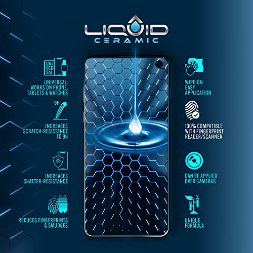 LIQUID CERAMIC Glass Screen Protector Scratch and Shatter Resistant Wipe On Nano Protection for All Phones Tablets Smart Watches for Up to 4 Devices - Bottle