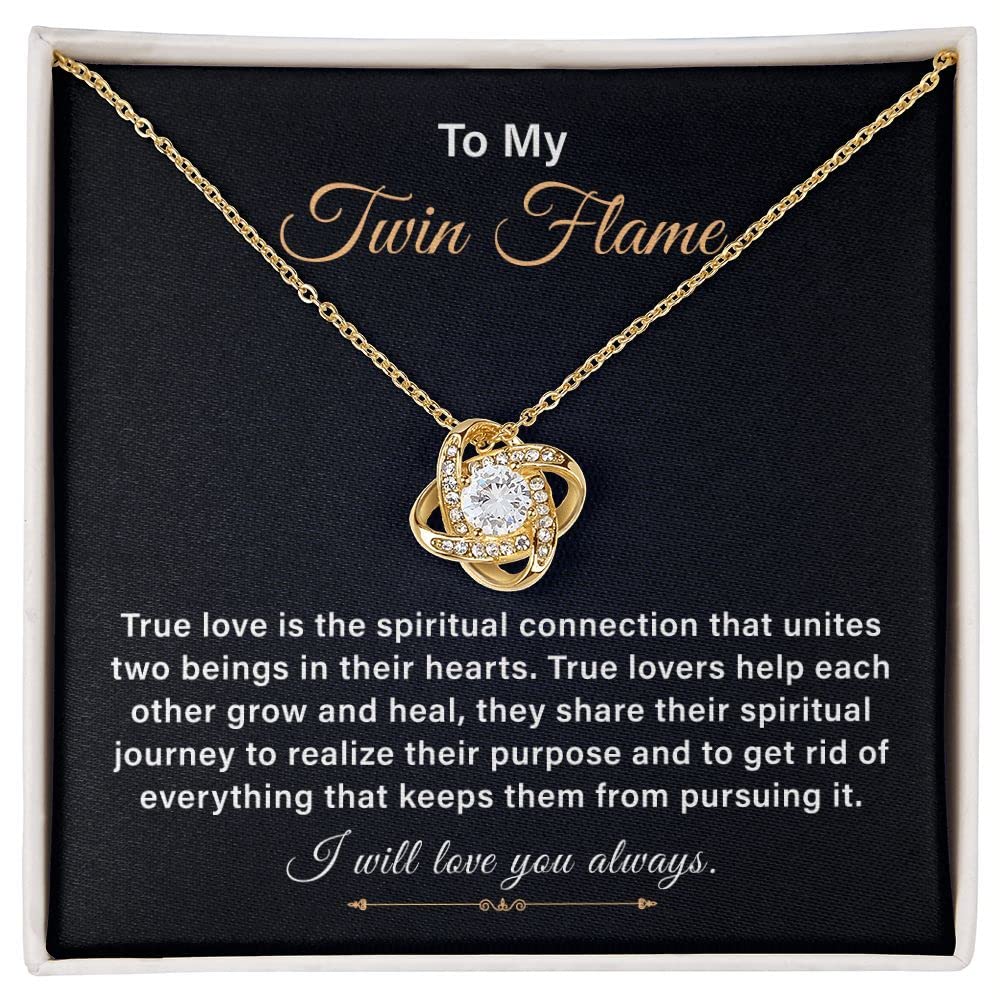 Jewelayer To My Twin Flame Love Knot Necklace, Twin Flame Spiritual Gift Present For Twin Flame, Twin Flame Gift Necklace To Girlfriend/Soulmate Twin Flame Jewelry