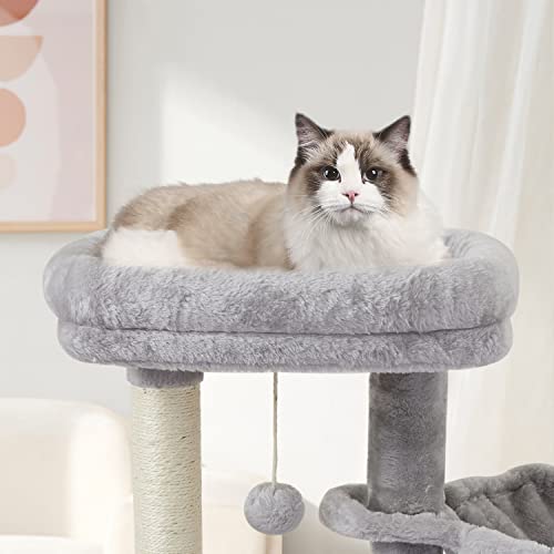 FISH&NAP US16H Cute Cat Tree Cat Tower for Indoor Cat Condo Sisal Scratching Posts with Jump Platform Cat Furniture Activity Center Play House Grey