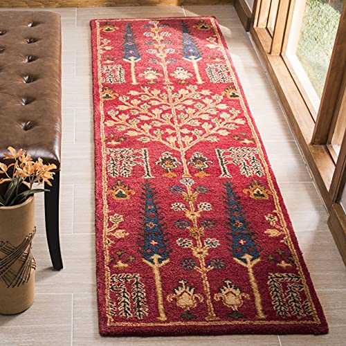 SAFAVIEH Heritage Collection Runner Rug - 2'3" x 12', Red & Multi, Handmade Traditional Oriental Wool, Ideal for High Traffic Areas in Living Room, Bedroom (HG418Q)