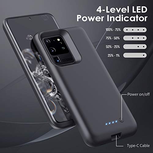 Battery Case for Galaxy S20 Ultra 8500mAh, Portable Charging Case Protective Rechargeable Extended Battery Pack for Samsung Galaxy S20U 5G (6.9 inch) Charger Case -Black