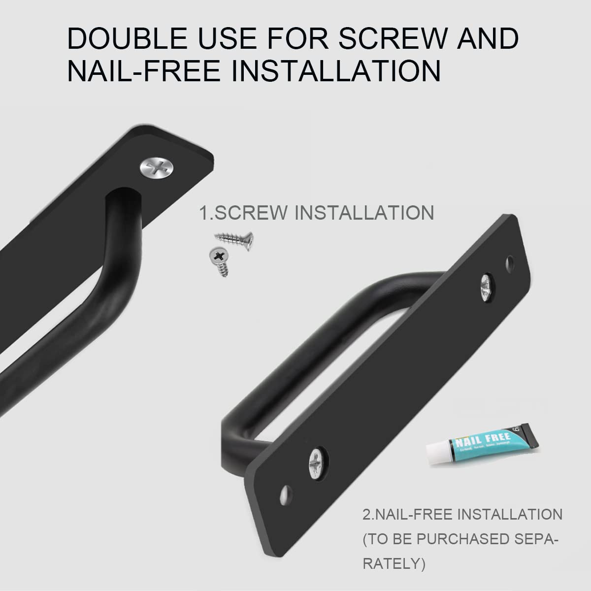 Self-Stick Instant Cabinet Drawer Handles Pulls - 2pcs Aluminum Alloy Drawer Push Pull Handles Helper with Adhesive Door Handle for Kitchen Cabinet Drawer Window Sliding Closet (180MM-2PCS, BLACK)
