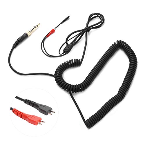 eboxer-1 Headphone Audio Cable, Spring Audio Cable with Adapter, OFC Copper Core, Replacement 3.5mm Headset Audio Wire for Sennheiser HD25/HD560/HD540/HD430/HD250, 19.7ft