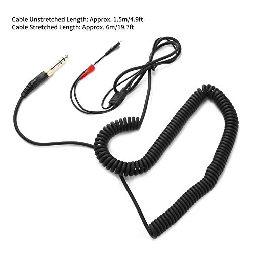 eboxer-1 Headphone Audio Cable, Spring Audio Cable with Adapter, OFC Copper Core, Replacement 3.5mm Headset Audio Wire for Sennheiser HD25/HD560/HD540/HD430/HD250, 19.7ft