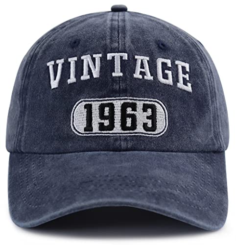 XacaYuerp 61th Birthday Gifts for Women Men, Vintage 1963 Birthday Decorations Hat, Funny 61 Years Old Adjustable Cotton Embroidered Baseball Cap for Dad Mom Grandpa Grandma Friends Coworkers
