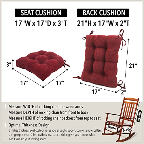 Tromlycs Indoor Rocking Chair Cushion for Rocking Chair Pads Back and Seat Sets with Ties 2 Piece Red