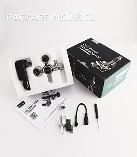 Clscea Aquarium CO2 Regulator Dual Gauge with Bubble Counter and Solenoid Valve, Single Stage