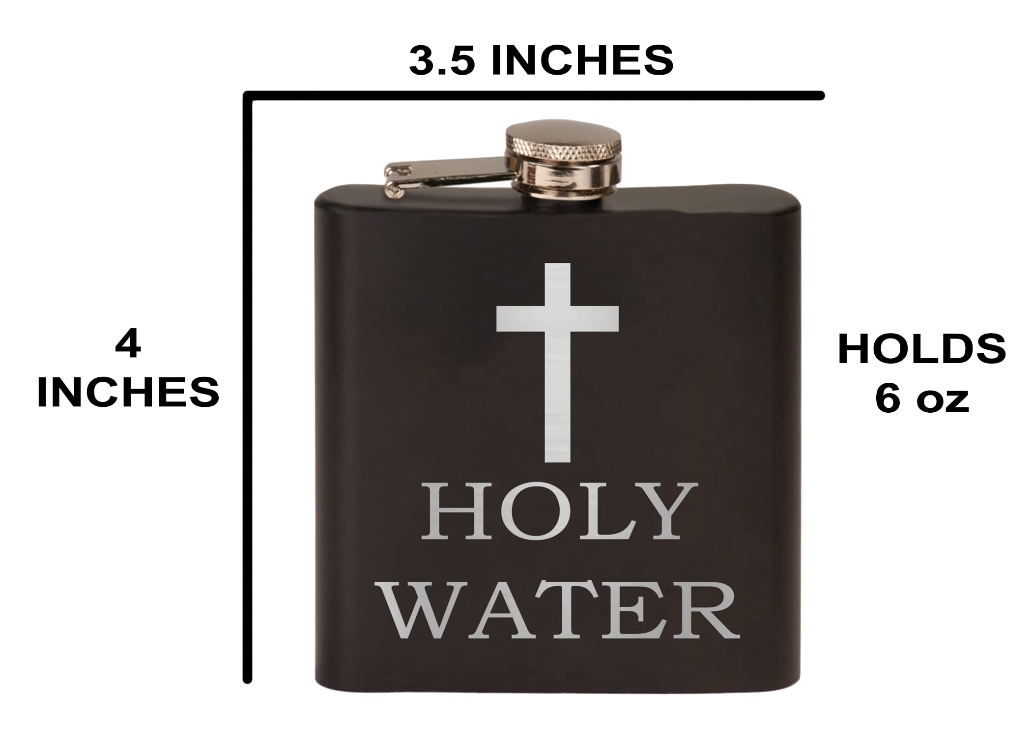 Rogue River Tactical Funny Holy Water Stainless Steel Hip Flask Premium Matte Black Makes a Great Gift For Him Dad Father Gag Joke Gift