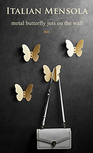 Z metnal Wall Hooks Decorative, Small Modern Gold Brass Hooks, Butterfly Bath Towel Hook, Coat Hat Hooks Robe Hooks for Entry Bedroom, Stainless Steel, Wall Mounted, 2 pcs