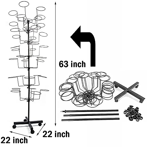 tonchean Floor Stand Hat Racks 7 Tier Hat Display stand Baseball Cap Wig Display Rack Metal Freestanding Hat Stands Rack Commercial Large 35 Hats or Wigs