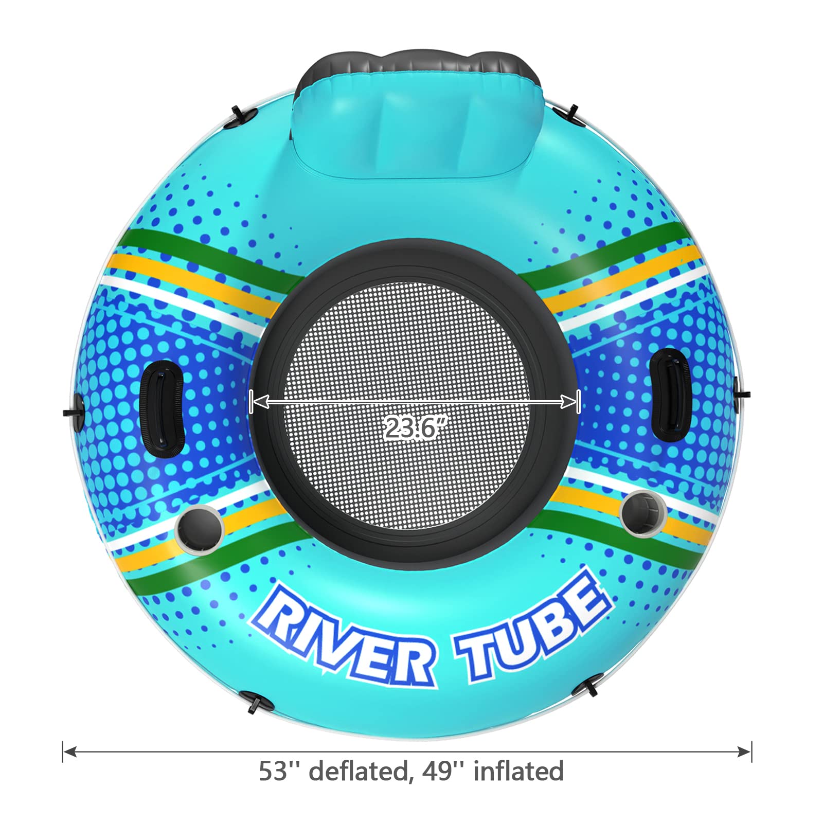Jasonwell Inflatable River Tube Float - Heavy Duty River Float Pool Floats Lake Premium Water Tubes for Floating Recreational River Raft Lounge Floaties with 2 Cup Holders for Adult