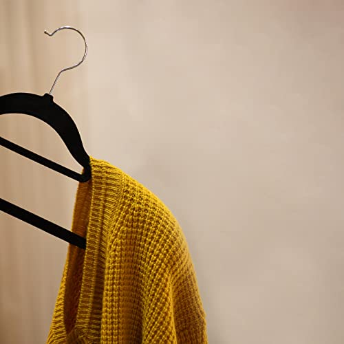 KADEA 10 pcs Velvet Hangers with Shoulder Form, Suitable for Velvet Hangers, Non-Slip (Please Note: Hangers are not Included.) (Black)