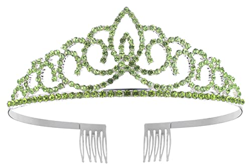 Crystal Tiara Crowns for Women Girls Princess Elegant Bridal Crown with Combs Women's Headbands Wedding Prom Birthday Pageant Party Gift (Green)