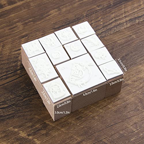 Dizdkizd 12 Pieces The Little Prince Rubber Stamp Set, Celestial Stamps Tiny Wooden Decorative Stamp for Scrapbooking, Journaling, Letters, Arts and Crafts
