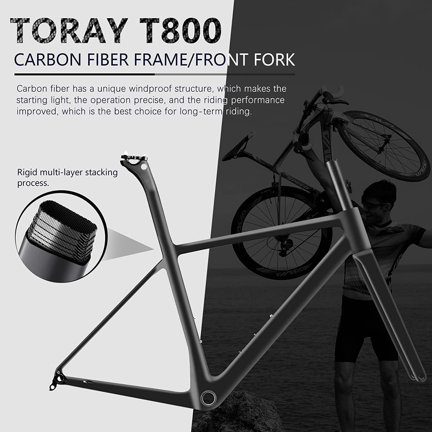 SAVADECK Carbon Road Bike 700C Carbon Frame Racing Bicycle with R8000 22 Speed GroupSet, 25C Tire for Men/Women.(White 54cm)