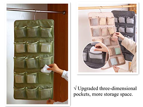 Dual Sided Hanging Underwear Sock Bra Stocking Organizer with 5+15 Mesh Pockets, 3D Pockets Design Durable Space Saver Bag Wall Shelf Wardrobe Storage Bags Holders (Grey)