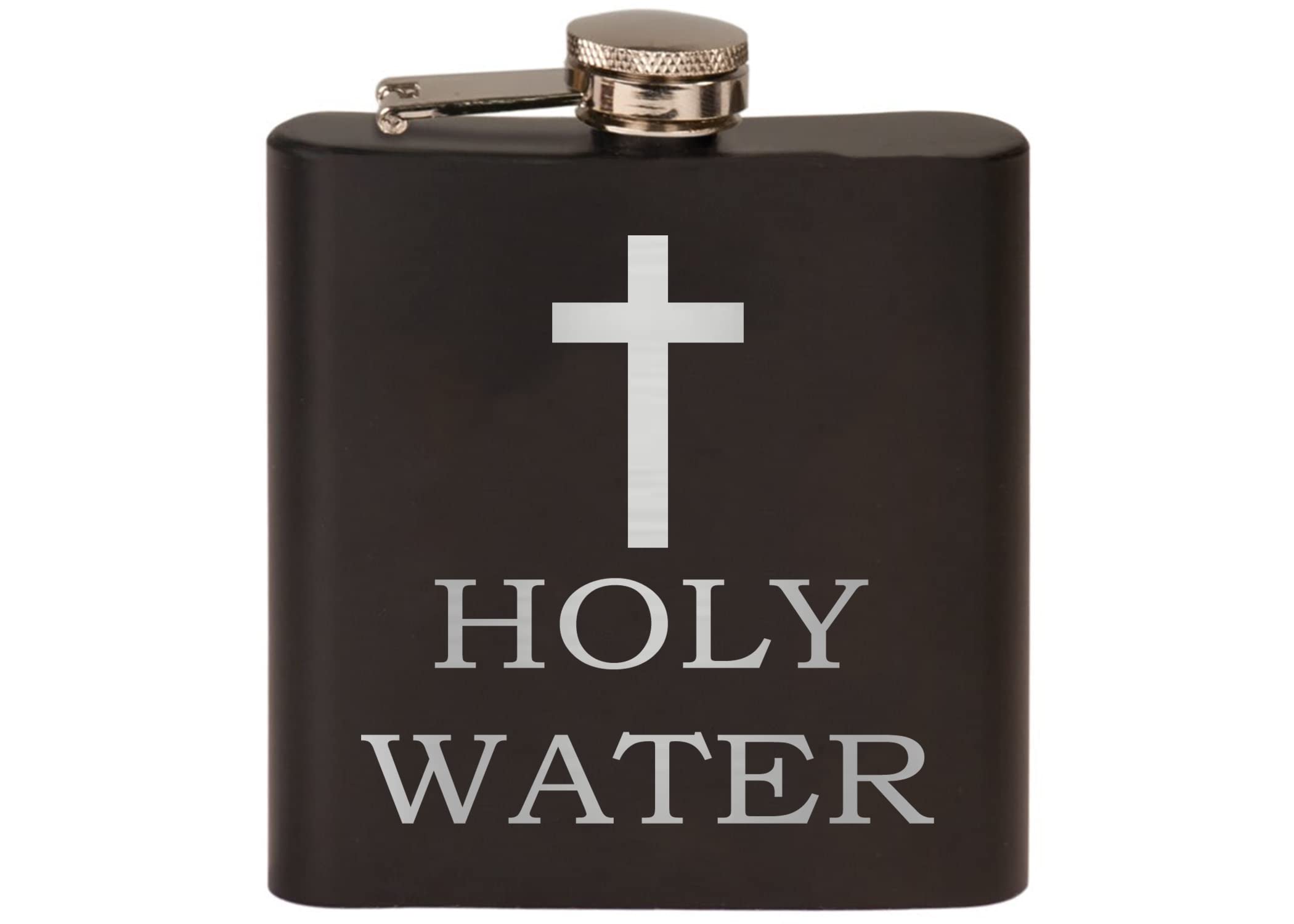 Rogue River Tactical Funny Holy Water Stainless Steel Hip Flask Premium Matte Black Makes a Great Gift For Him Dad Father Gag Joke Gift